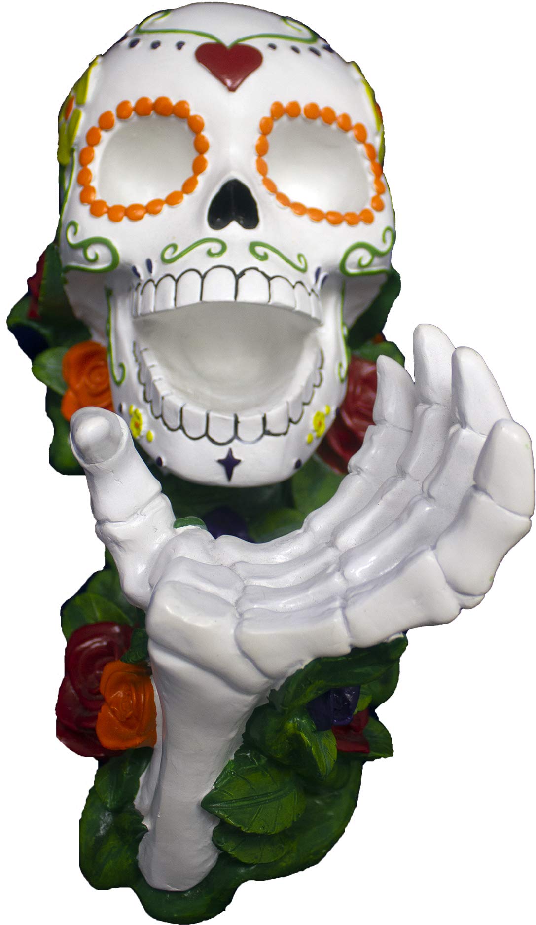 World of Wonders Sugar Skull Day of The Dead Decorative Wine Bottle Holder | Dia de Los Muertos Decorations and Tabletop Halloween Decorations | Skull Decor for Home - 11"