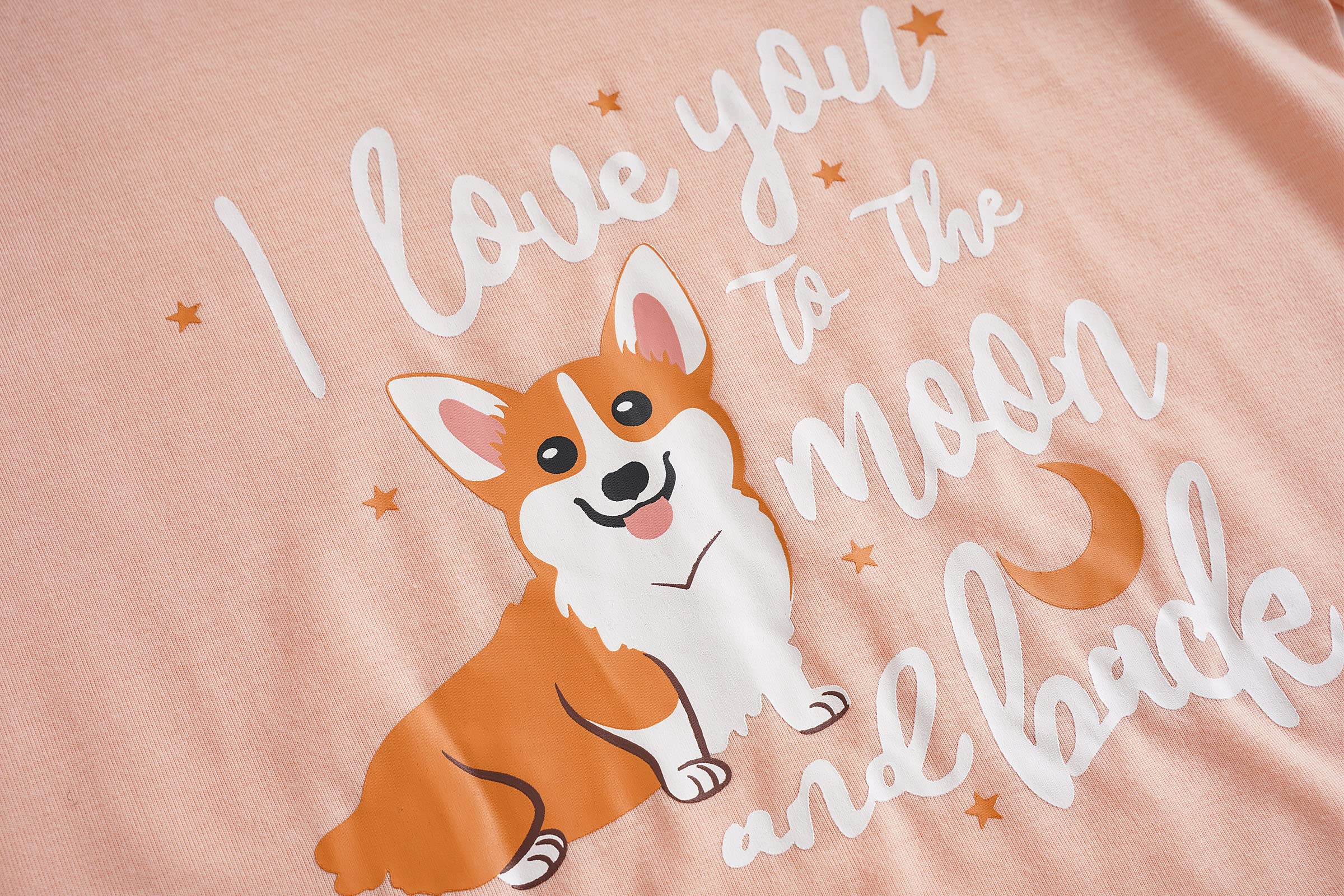 Vopmocld Young Girls Cartoon Corgi Pajama Sets Long Sleeve Cotton Sleepwear Cute Clothes 2PCS Sets, Corgi, 14
