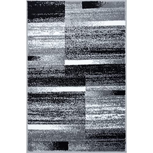 LUXE WEAVERS Gray 2x3 Art Deco Abstract Geometric Area Rug, Medium Pile, Stain-Resistant Carpet