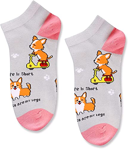 Zmart Funny Corgi Gifts for Corgi Lovers Women, Novelty Ankle Corgi Socks Gifts for Her