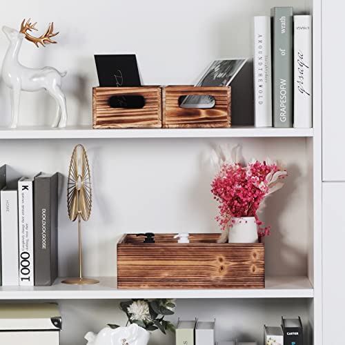 Wooden Crate Stackable Decorative Wood Crates set of 3 for Storage Display Rustic Nesting Box Basket Home Decoration Boxes Container Bin with Cutout Handles Farmhouse Decor with Natural Wood Aroma