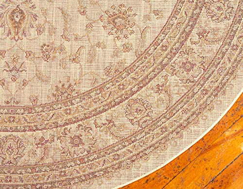Unique Loom Voyage Collection Traditional Oriental Classic Area Rug (3' 3 x 3' 3 Round, Ivory/Gold)