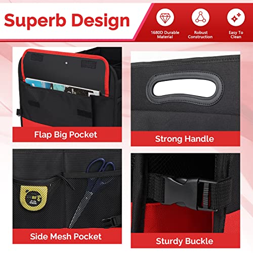 Simniam Car Trunk Organizer Large 95L, Foldable, Non-Slip, Car Storage Organizer Made of Thick Material, Apply to Organizing The Trunk Outdoor Travel Shopping Camping - Red