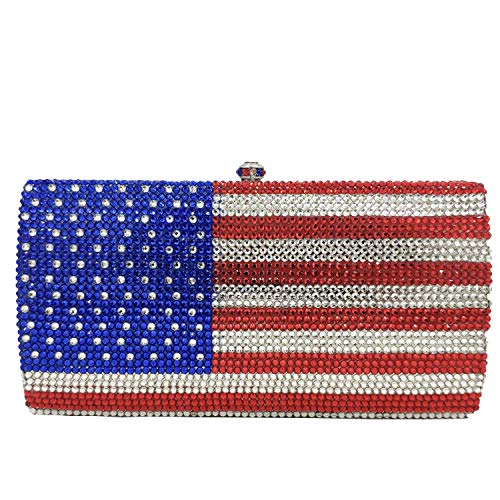 Boutique De FGG National Flag Crystal Clutch Purses Evening Bags and Handbags for Women Formal Party Rhinestones Bags (American #2)
