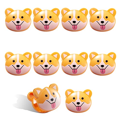 COOK WITH COLOR Cute Bag Clips - 10 Pc. Set of Funny Chip Clips and Snack Clips - Kitchen and Food Bag Clips for Airtight Seal for Food Storage (Corgi)