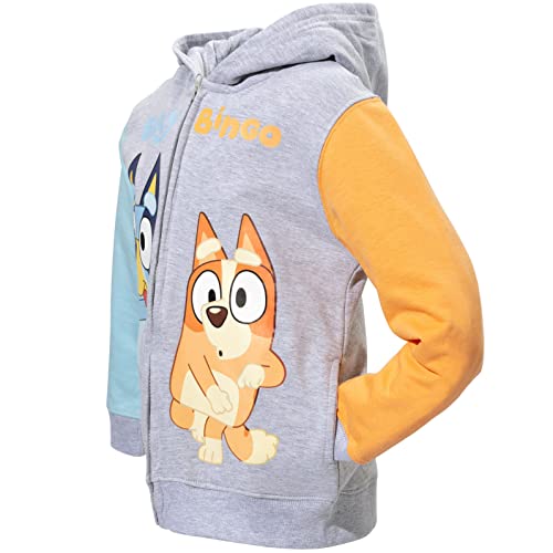 Bluey & Bingo Little Boys Fleece Zip-Up Raglan Hoodie Grey 7-8