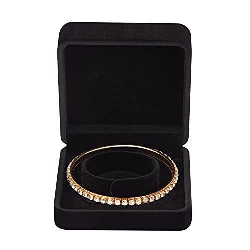 2 Pieces Velvet Bracelet Boxes for Jewelry Gift, Classic Jewelry Box Storage Case Organizer Holder for Wedding, Engagement, Proposal, Birthday and Anniversary (Black)