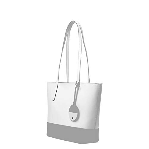 Kate Spade New York Briel Large Leather Tote in Warm White/Grey (White/Grey)