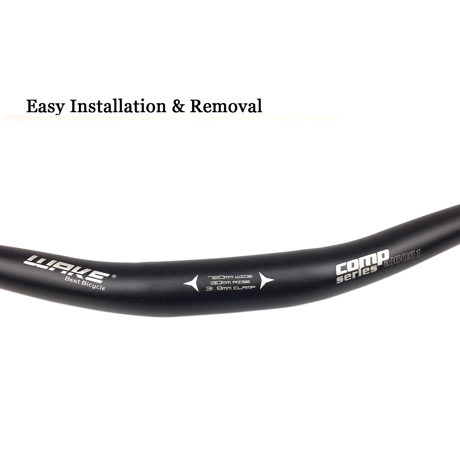 Wake 31.8mm MTB Mountain Bike Handlebar, Aluminum Alloy Mountain Bike Bicycle Riser Handlebar Extra Long 720/780mm with Paint Matte Surface (Black, 780mm)