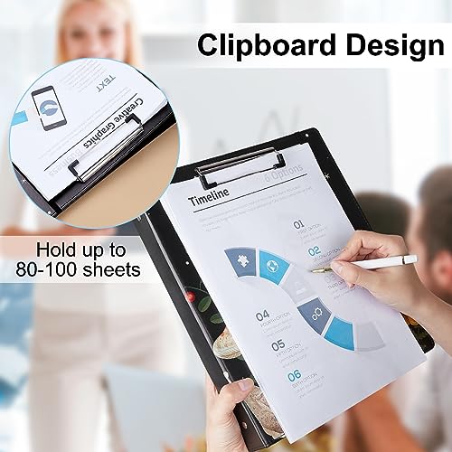 3 Ring Binder 1 Inch, Colorful 3 Ring Binder with Clipboard PU Leather Binder Dividers with Tabs 1 Inch Binders 3 Ring with 8 Tab Dividers and 2 Sheet Stickers Aesthetic School Supplies