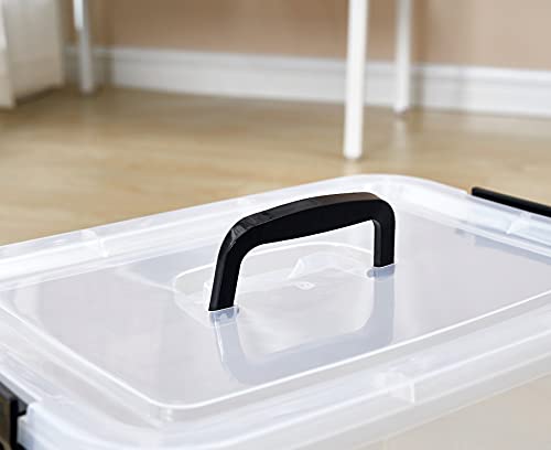 JUJIAJIA Clear Storage Latch Box 16 Quart, Plastic Organizing Box/Bin with Lid and Black Handles, 2-Pack