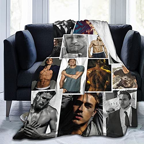 Charlie Hunnam Soft and Comfortable Warm Fleece Blanket for Sofa, Bed, Office Knee pad,Bed car Camp Beach Blanket Throw Blankets (Black, 50"x40") … (50"x40") … (80"x60")