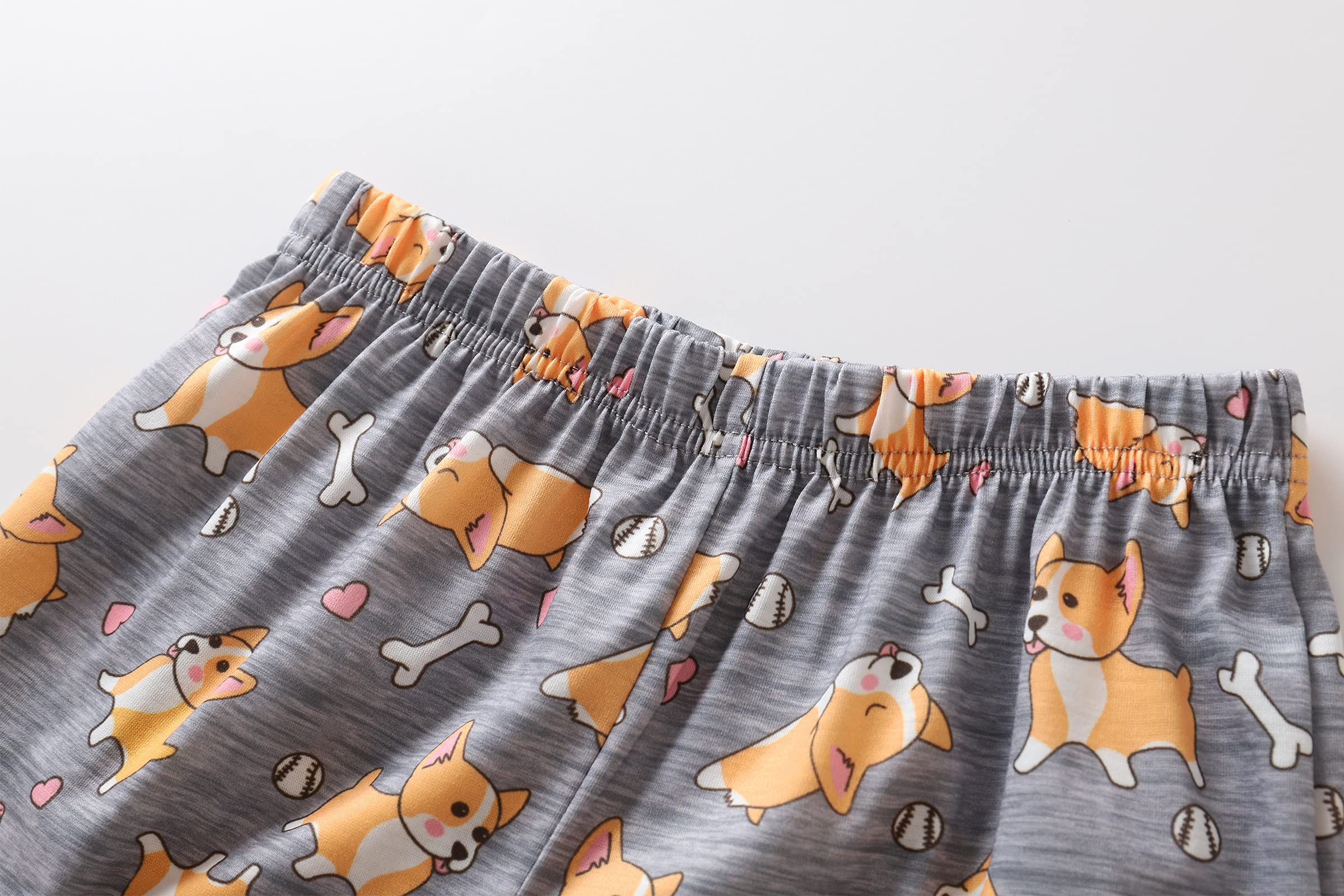 Vopmocld Big Girls Summer Short Sleeve Pajama Sets Cute Corgi Patterns Sleepwear Nighty 100% Cotton, Corgi, 12 Years