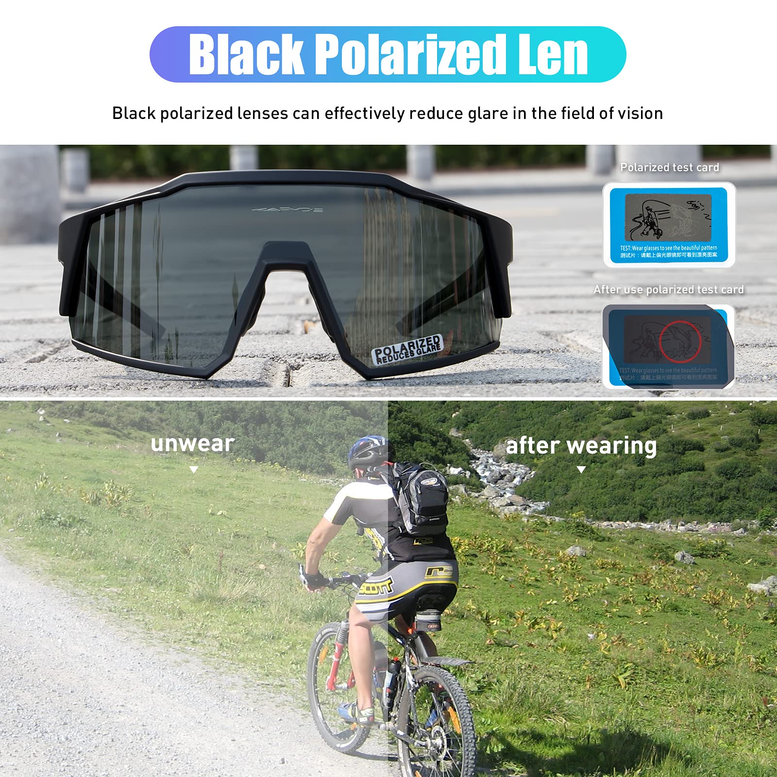 KAPVOE Polarized Cycling Glasses with 4 Interchangeable Lenses TR90 Sports Sunglasses Women Men Running MTB Bike Bicycle Accessories 01 Red Black