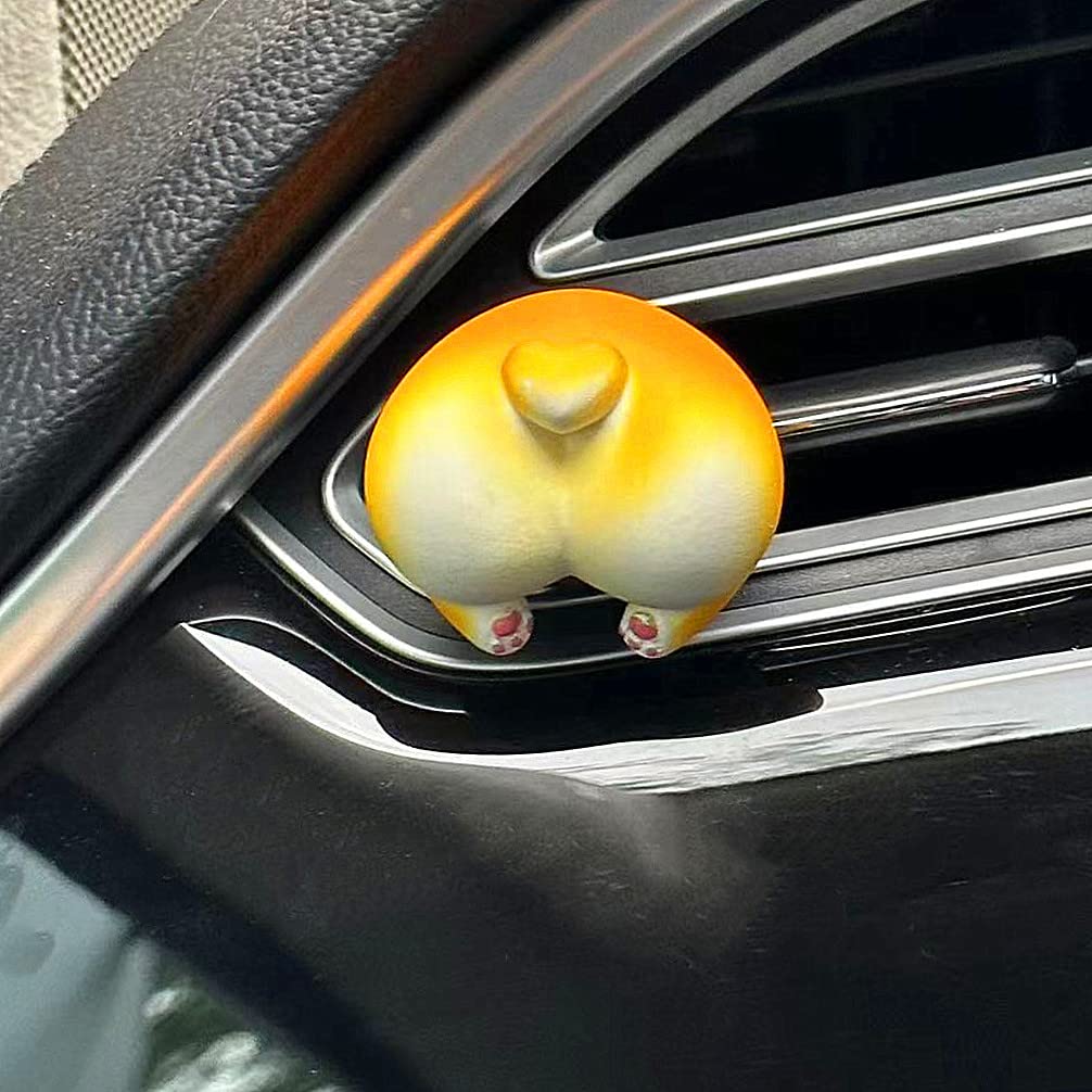 Funny Corgi Car Air Vent Decoration and Clip with Air Freshener Natural Scent Tablet and Refill, Car Aromatherapy Accessories and Interior Decoration