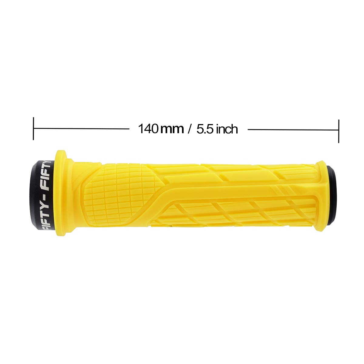 FIFTY-FIFTY Mountain Bike Handlebar Grips, Single Lock-on MTB Grips, Comfortable and Lock On, Non-Slip Bicycle Handle, Fit for All Mountain, Enduro, Downhill (Yellow)