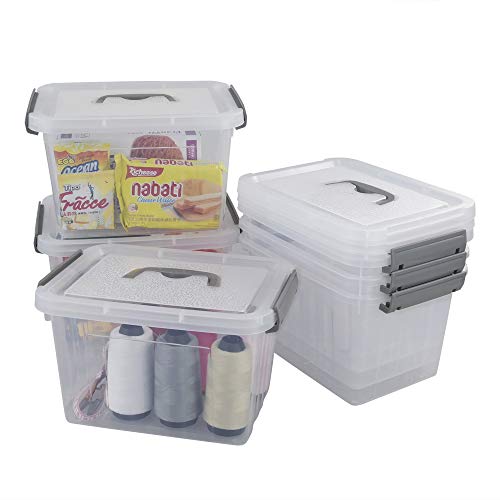 Cand 6 Quart Storage Bin with Lid, Plastic Box for Organizing, 6 Packs