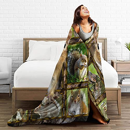 Squirrel Throw Blankets Ultra Soft Flannel Blanket Warm Cozy Couch Sofa Bed Decor for All Seasons