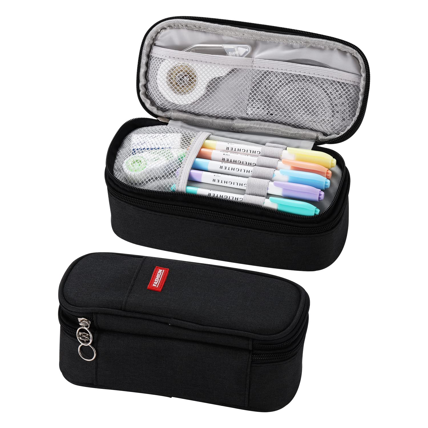 Dugio Big Pencil Case Large Capacity Pencil Bag with Zipper Pencil Pouch for Boys Girls Kids Adults Stationery Pencil Pen Case Organizer for School Office Black