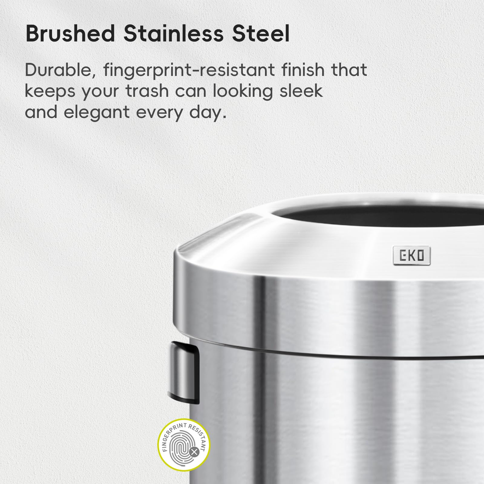 EKO Urban Commercial Round Open Top Stainless Steel Trash Can 90L