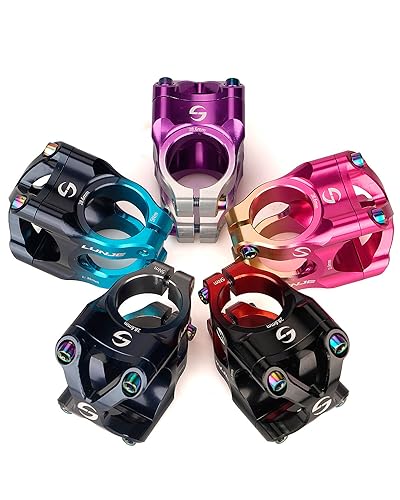 Bike Stem 31.8 * 35mm Short Gradient Bicycle Handlebars Riser Lightweight CNC Aluminum 28.6 for Mountain Bike Enduro Trail AM XC (Black Gradient Red)
