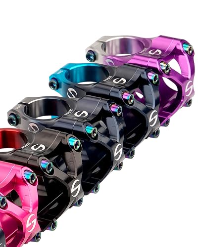 Bike Stem 31.8 * 35mm Short Gradient Bicycle Handlebars Riser Lightweight CNC Aluminum 28.6 for Mountain Bike Enduro Trail AM XC (Black Gradient Red)