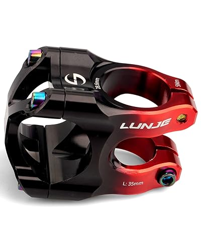 Bike Stem 31.8 * 35mm Short Gradient Bicycle Handlebars Riser Lightweight CNC Aluminum 28.6 for Mountain Bike Enduro Trail AM XC (Black Gradient Red)