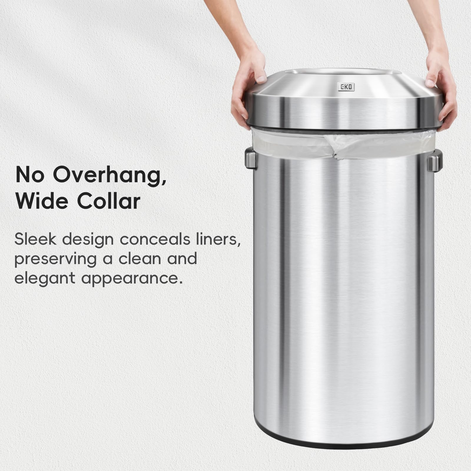 EKO Urban Commercial Round Open Top Stainless Steel Trash Can 90L