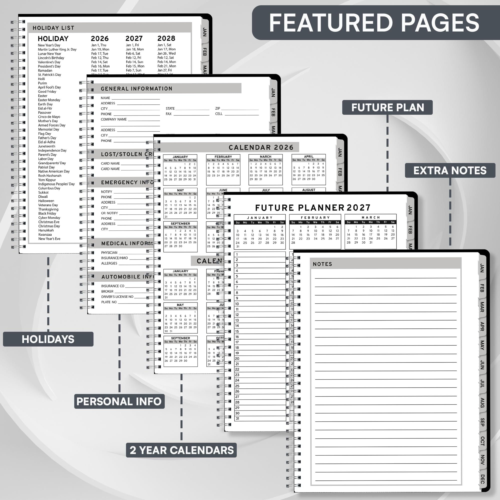 2023 Ensight Tabbed Appointment Book & Planner (8.5 x 11) inches, Daily Hourly Weekly Planner, Calendar and Schedule Book 15-Minute time Slots, Durable Twin-Wire Fastening, Business and Personal (2023 Black New Edition)