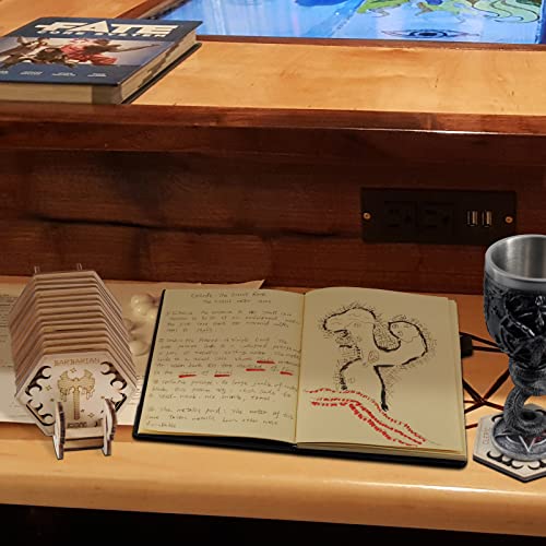 D&D Class Coasters Set of 14 with Holder Hexagon Gaming Mug Mats Wooden Laser Engraved DND Classes Icons Gift for Dungeons and Dragons Fans, Game Master