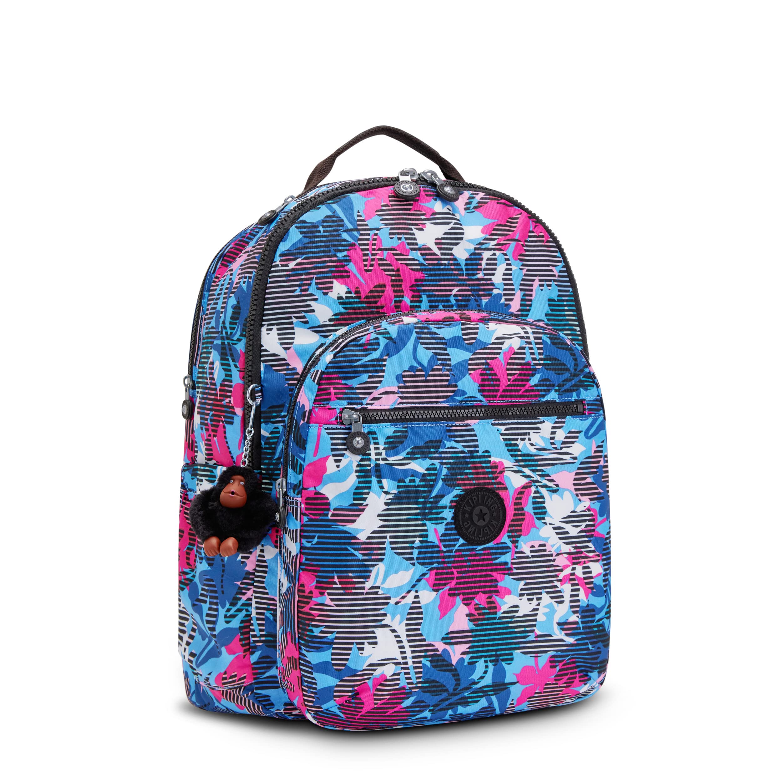 Kipling Women's Seoul Extra Large 17โ Laptop Backpack, Durable, Roomy with Padded Shoulder Straps, School Bag, Brilliant Blossoms, 13.5''L x 18.25''H x 7.75''D