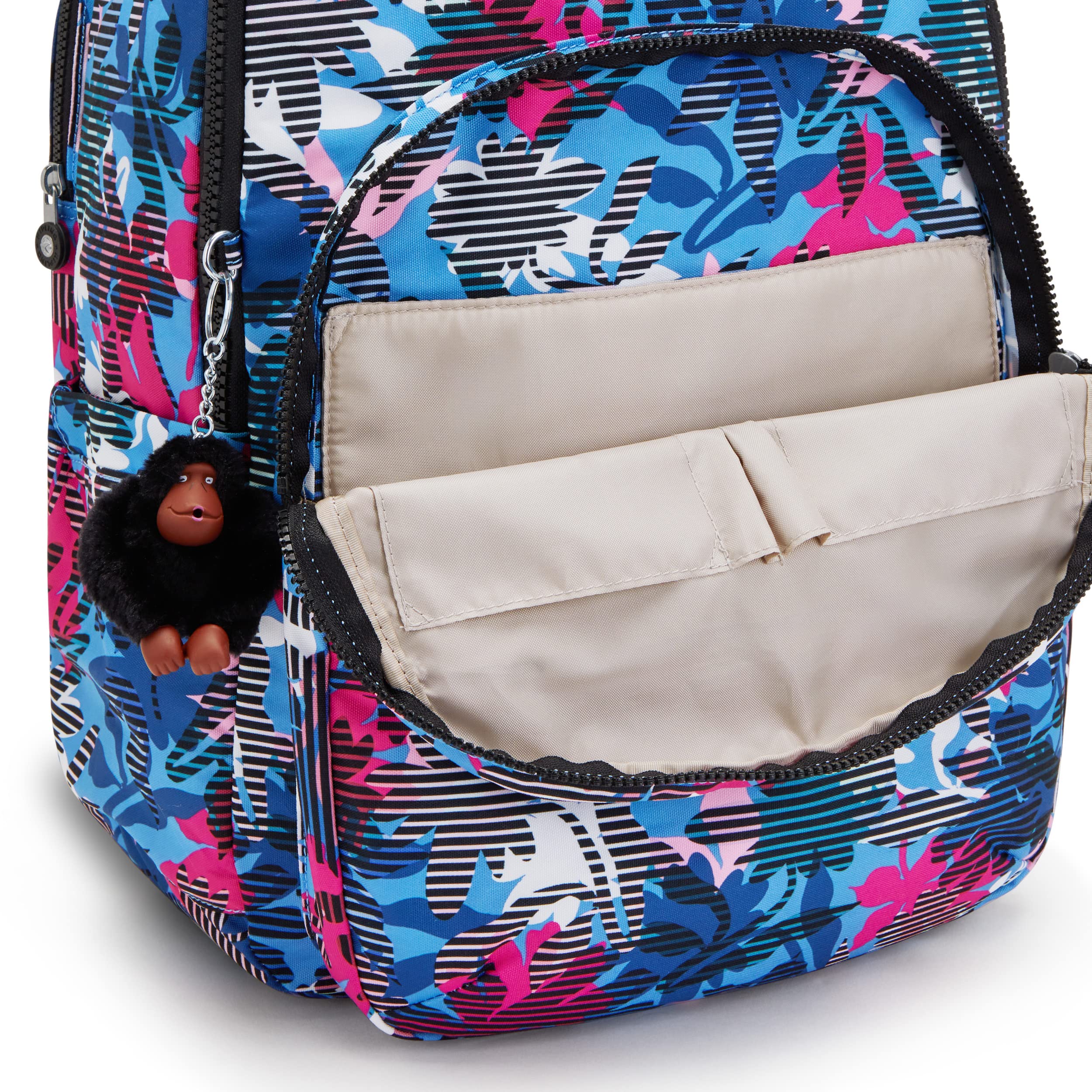 Kipling Women's Seoul Extra Large 17โ Laptop Backpack, Durable, Roomy with Padded Shoulder Straps, School Bag, Brilliant Blossoms, 13.5''L x 18.25''H x 7.75''D