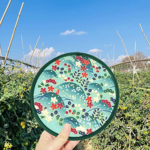 MXY Foldable Fan Round Japanese Style Summer Handheld Folding Fans Festival Wedding Party Decor Home Personal Decoration 4 Units Different Beautiful Patterns