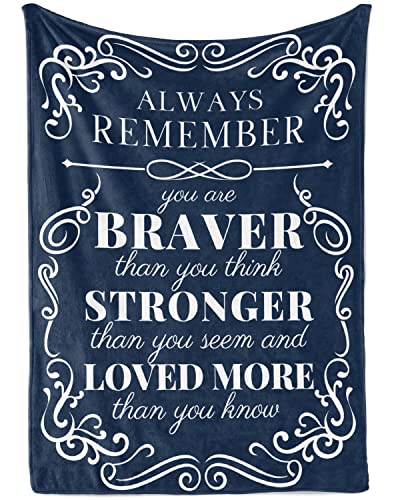 InnoBeta Inspirational Blankets for Women, Men, Get Well Soon Gift for Friends Recovering from Surgery, Chemotherapy, Cancer, Flannel Throw Blanket, 50'' x 65'' - You are Braver Than You Think