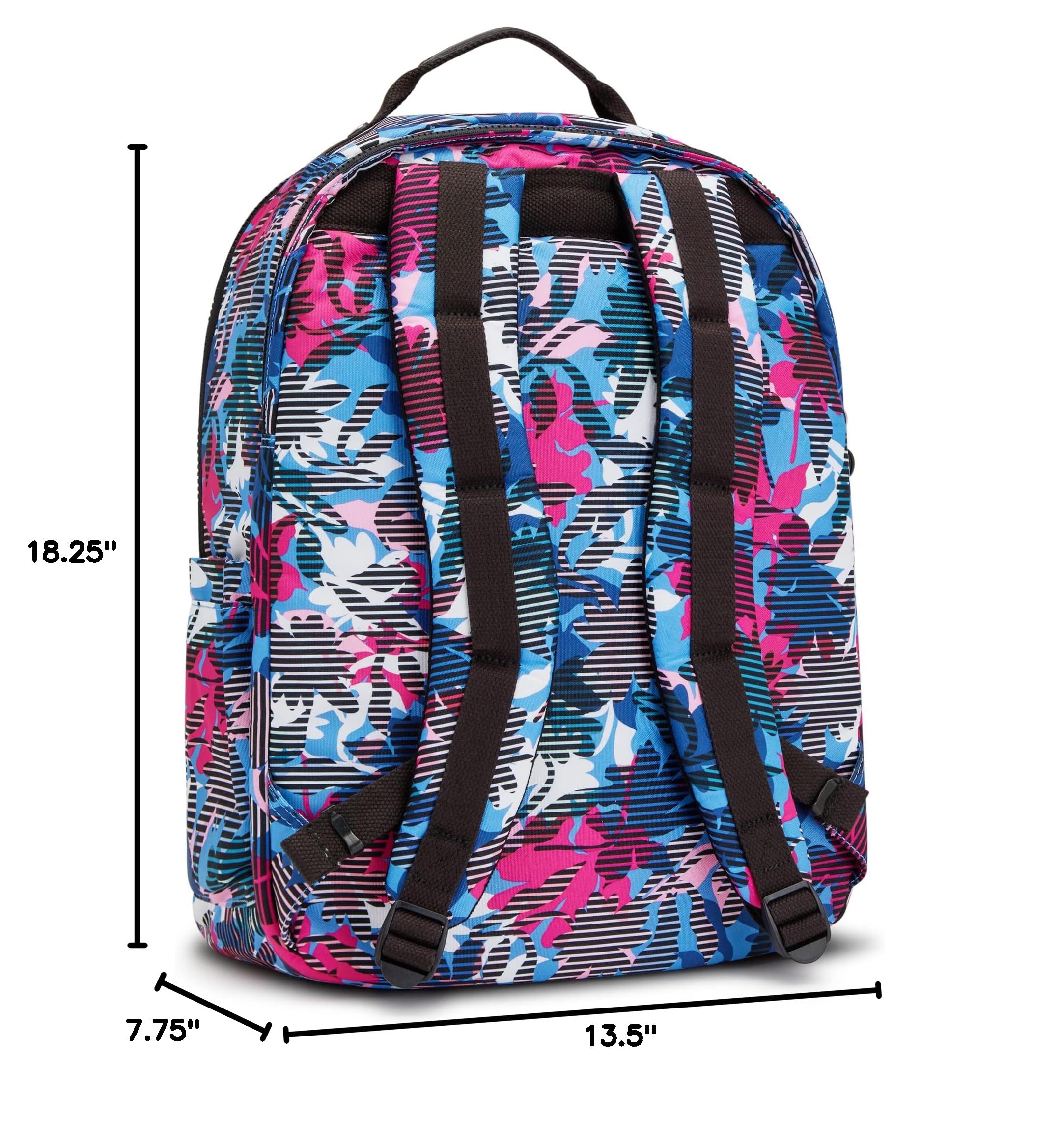 Kipling Women's Seoul Extra Large 17โ Laptop Backpack, Durable, Roomy with Padded Shoulder Straps, School Bag, Brilliant Blossoms, 13.5''L x 18.25''H x 7.75''D