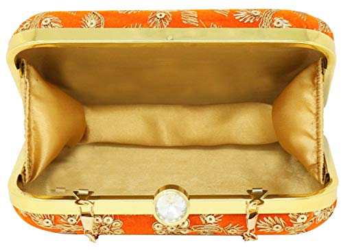 AILTINO Women's Box Clutch Purse Bag with sling chain (Orange)