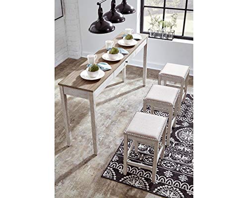 Signature Design by Ashley Skempton 4 Piece Counter Height Dining Set, Includes Table and 3 Barstools, Whitewash