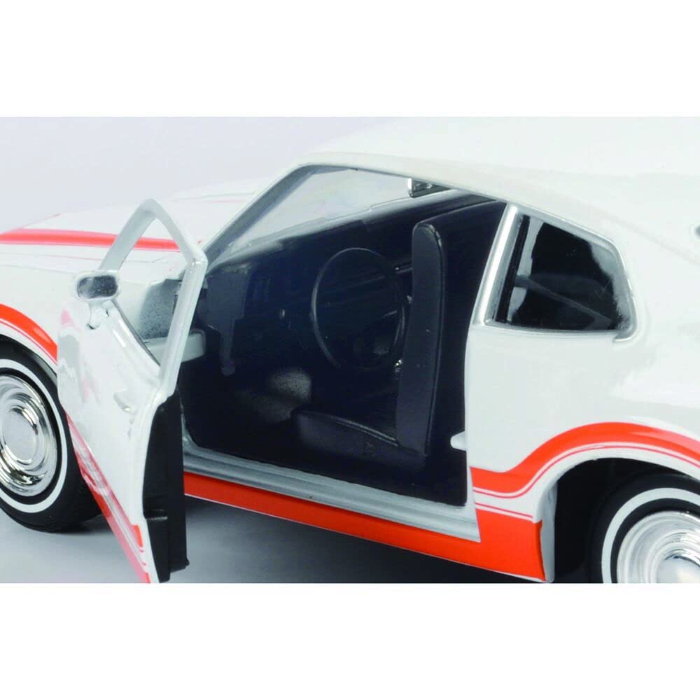 Toy Cars 1974 Maverick Grabber White with Orange Stripes Forgotten Classics Series 1/24 Diecast Model Car by Motormax 73332