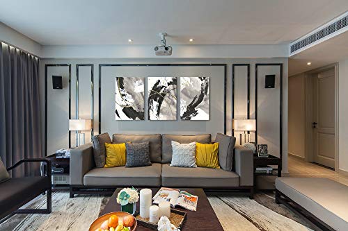 Black and White Canvas Art Wall Decor for Living Room Framed Abstract 3 Piece Gold Gray Print Painting Modern Artwork 16x24in x3