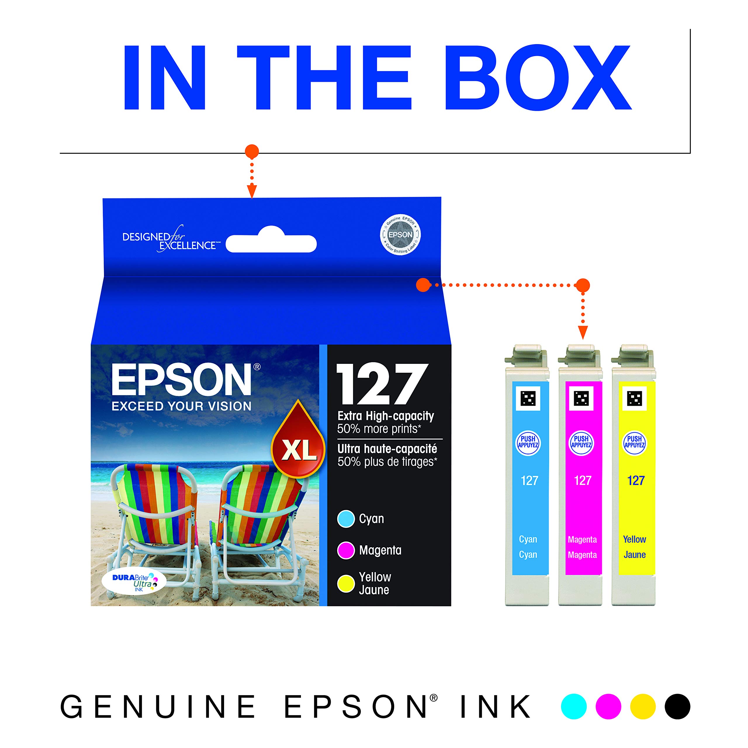 EPSON T127 DURABrite Ultra Ink Standard Capacity Color Combo Pack (T127520) for Select Epson Stylus and Workforce Printers