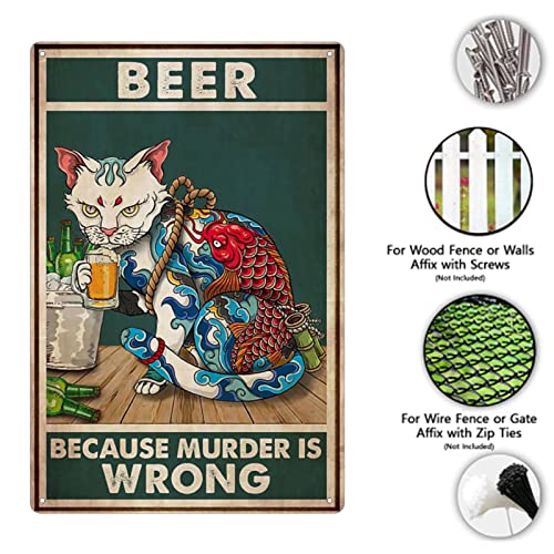 Bakaevsm Coffee Skull Tin Sign Old Fashioned Because Murder Is Wrong Poster Toilet Bathroom Bar Kitchen Club Coffee Shop Home Wall Decoration 8x12 Inches