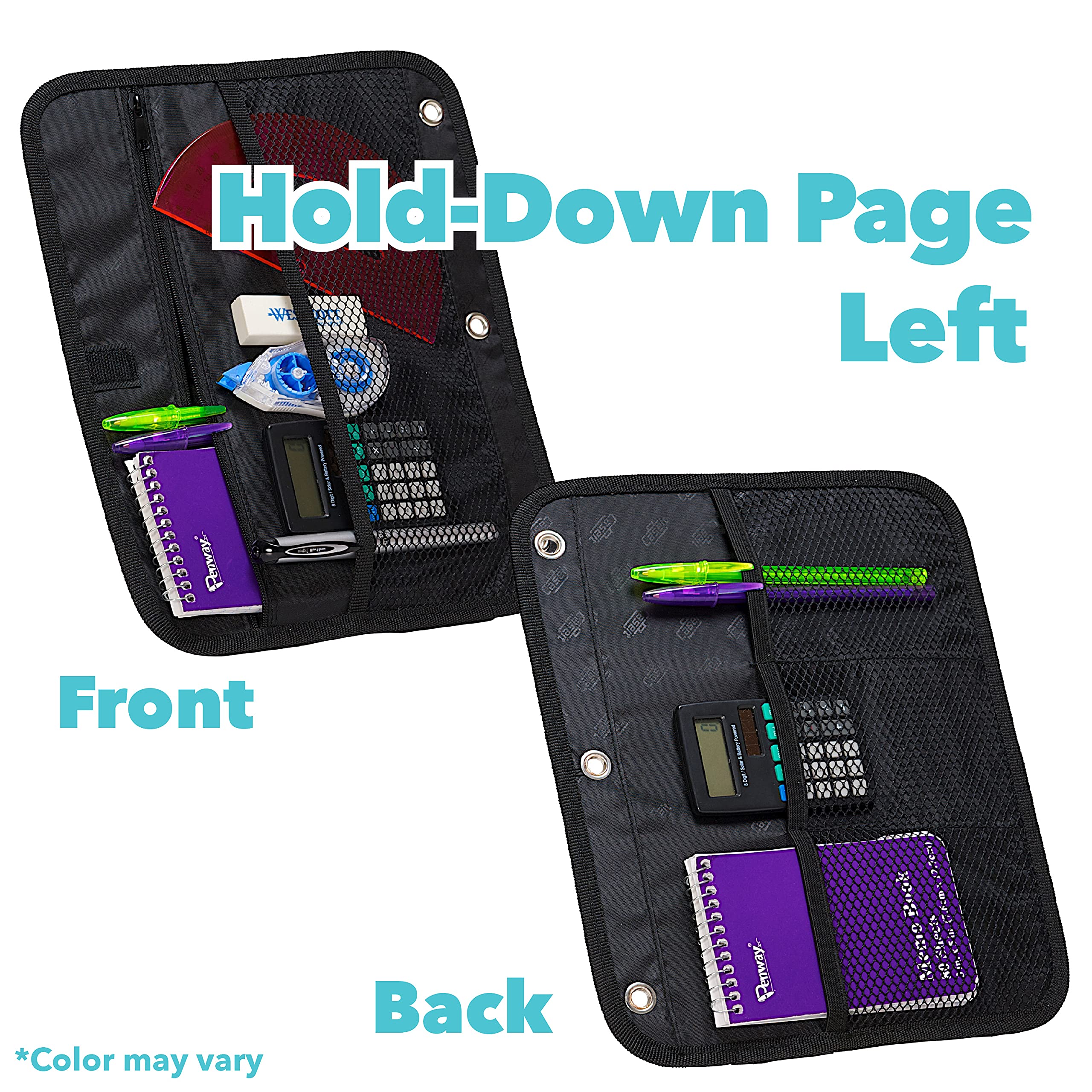 Case it Dual Monster Eye Zipper Binder, 2 Sets of Rings, Included Pencil Pouch, Purple, DUAL-101-ME-PUR