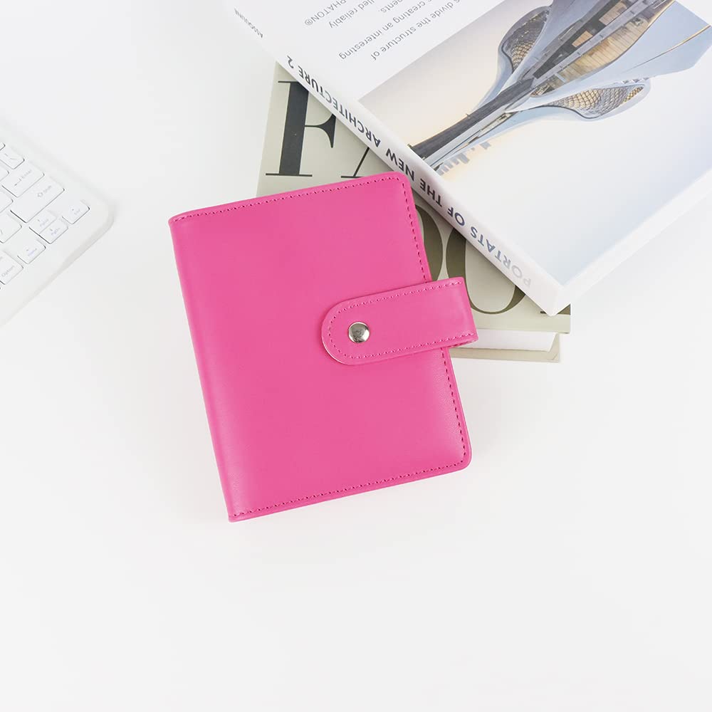 A7 Planner Binder, Rose Red PU Leather Binders with 6pcs Binder Dividers and 12pcs Zipper Binder Pouch Set, 6 Rings Snap Button Closure Loose Leaf Budget, Envelopes System, File Folders (Rose Red)