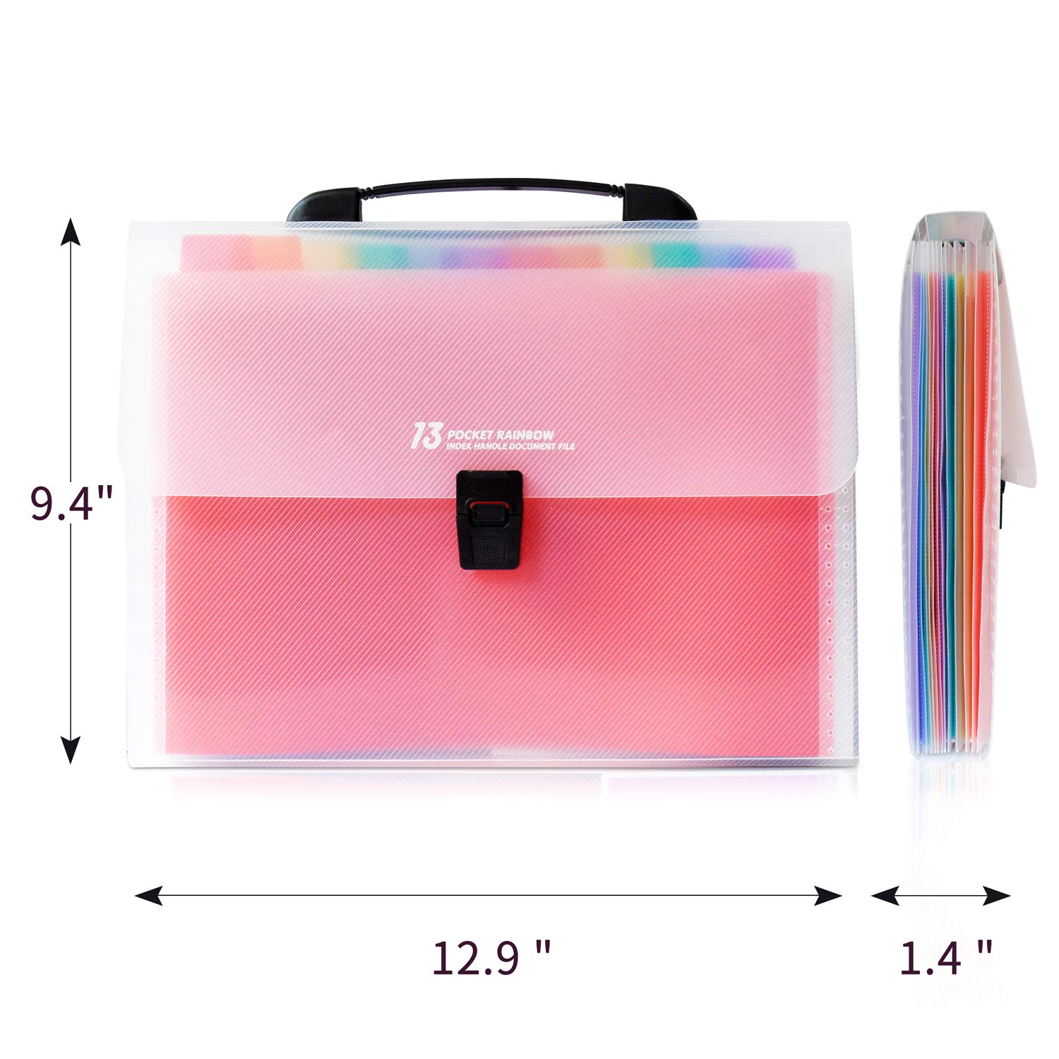 13 Pocket Portable Expanding File Folders, Accordion File Document Organizer with dividers for Any Paper and Document - Rainbow