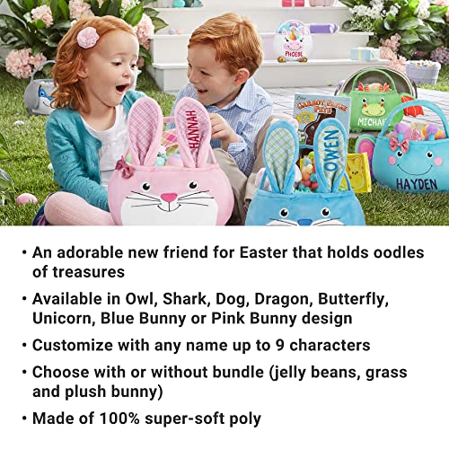 Let’s Make Memories Personalized Furry Critter Easter Basket for Kids - Blue Bunny
