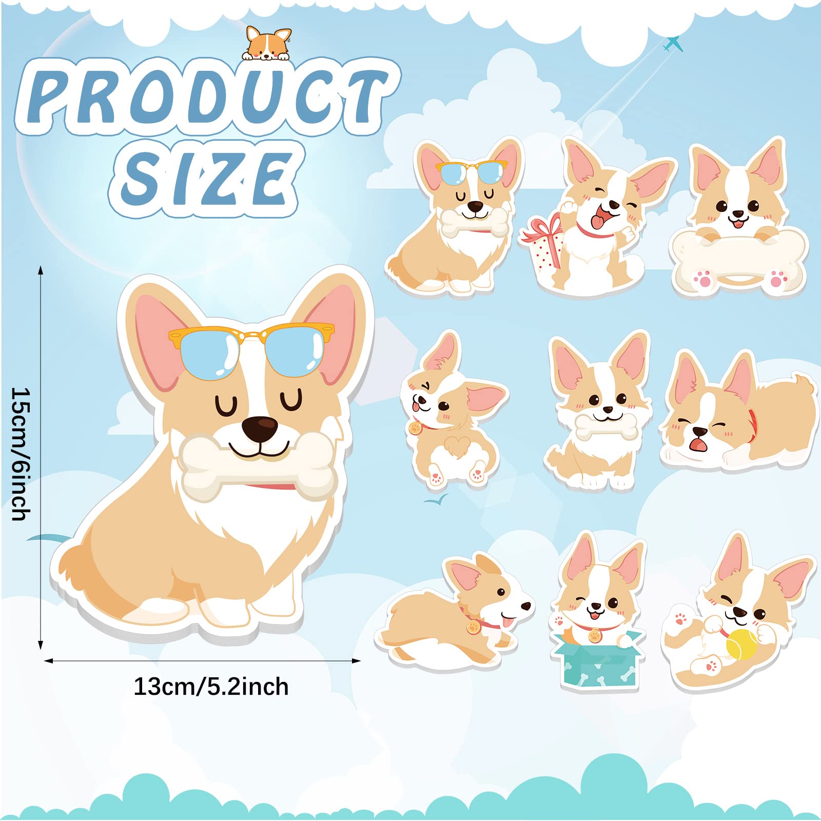 Gueevin 9 Pads Dog Sticky Notes Cute Cartoon Dog Memo Pad Gifts for Dog Lovers Funny Self Stick Note Pads Kawaii Humor Notebook Notepad for Office Classroom Supplies, 30 Pages/Pad (Corgi)