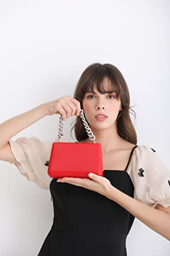 M10M15 Handbag Women PU Leather Clutch Purse Crossbody Shoulder Bag with Metal Chain Adjustable Strap