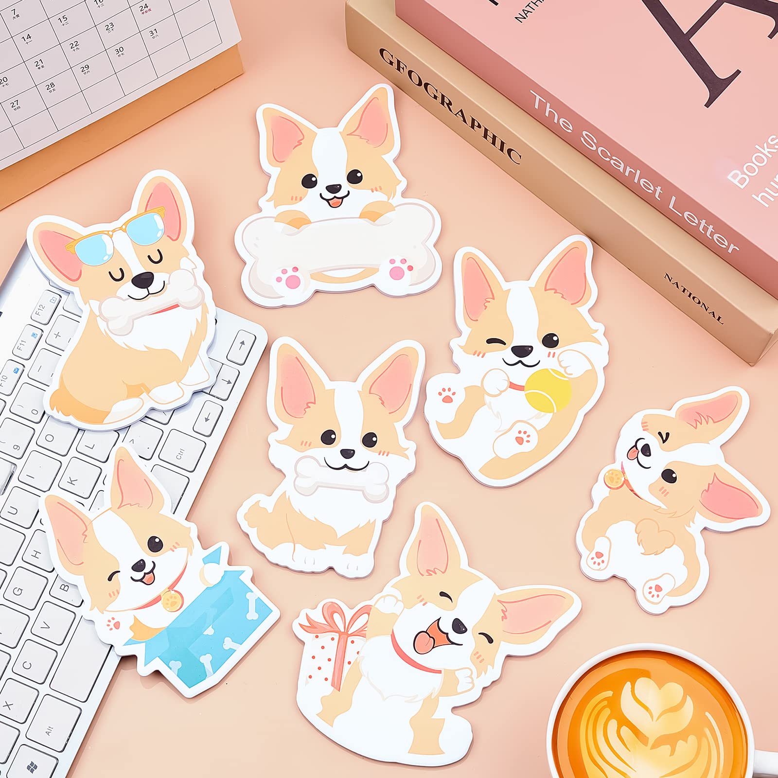 Gueevin 9 Pads Dog Sticky Notes Cute Cartoon Dog Memo Pad Gifts for Dog Lovers Funny Self Stick Note Pads Kawaii Humor Notebook Notepad for Office Classroom Supplies, 30 Pages/Pad (Corgi)