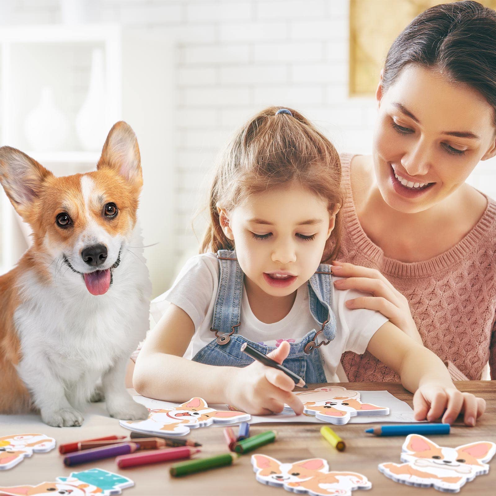 Gueevin 9 Pads Dog Sticky Notes Cute Cartoon Dog Memo Pad Gifts for Dog Lovers Funny Self Stick Note Pads Kawaii Humor Notebook Notepad for Office Classroom Supplies, 30 Pages/Pad (Corgi)