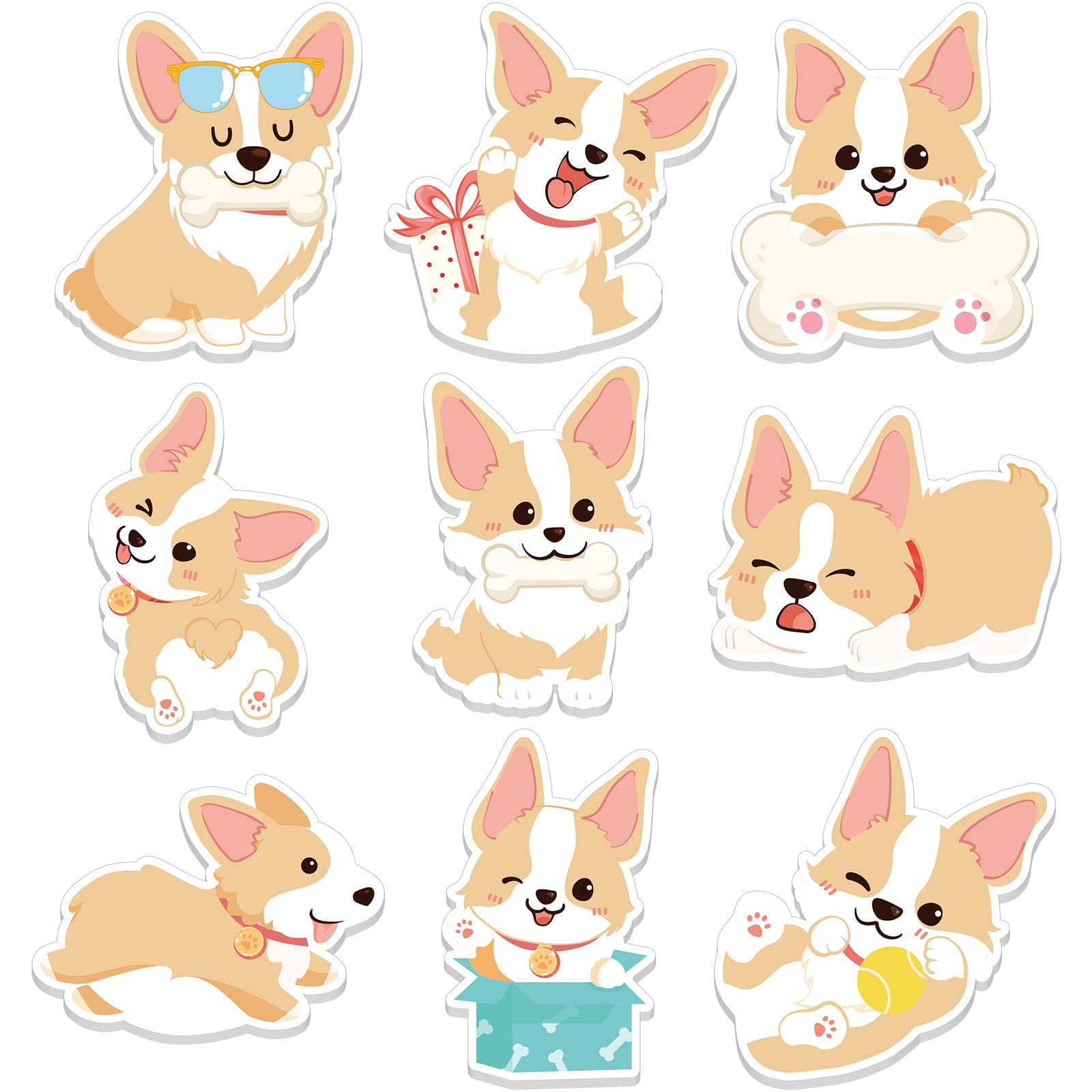 Gueevin 9 Pads Dog Sticky Notes Cute Cartoon Dog Memo Pad Gifts for Dog Lovers Funny Self Stick Note Pads Kawaii Humor Notebook Notepad for Office Classroom Supplies, 30 Pages/Pad (Corgi)